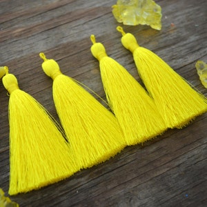 Neon Yellow, 3" Luxe Silk Tassels, Solid Color Jewelry Tassel, 2 Pcs ...