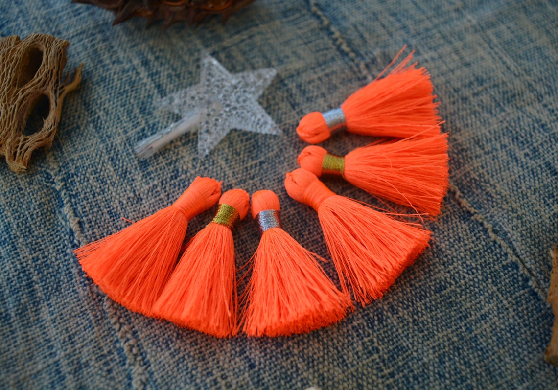 Neon Orange: 1.75 Small Silk Luxe Tassels 2pcs - Etsy