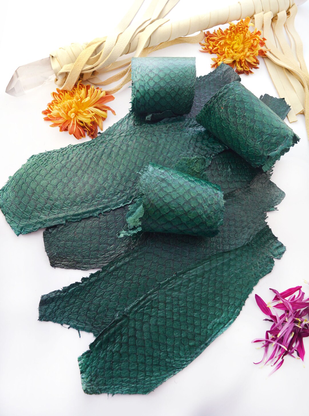 Deep Teal Blue: Tilapia Fish Leather Skin, Glossy Finish, 1 Piece ...