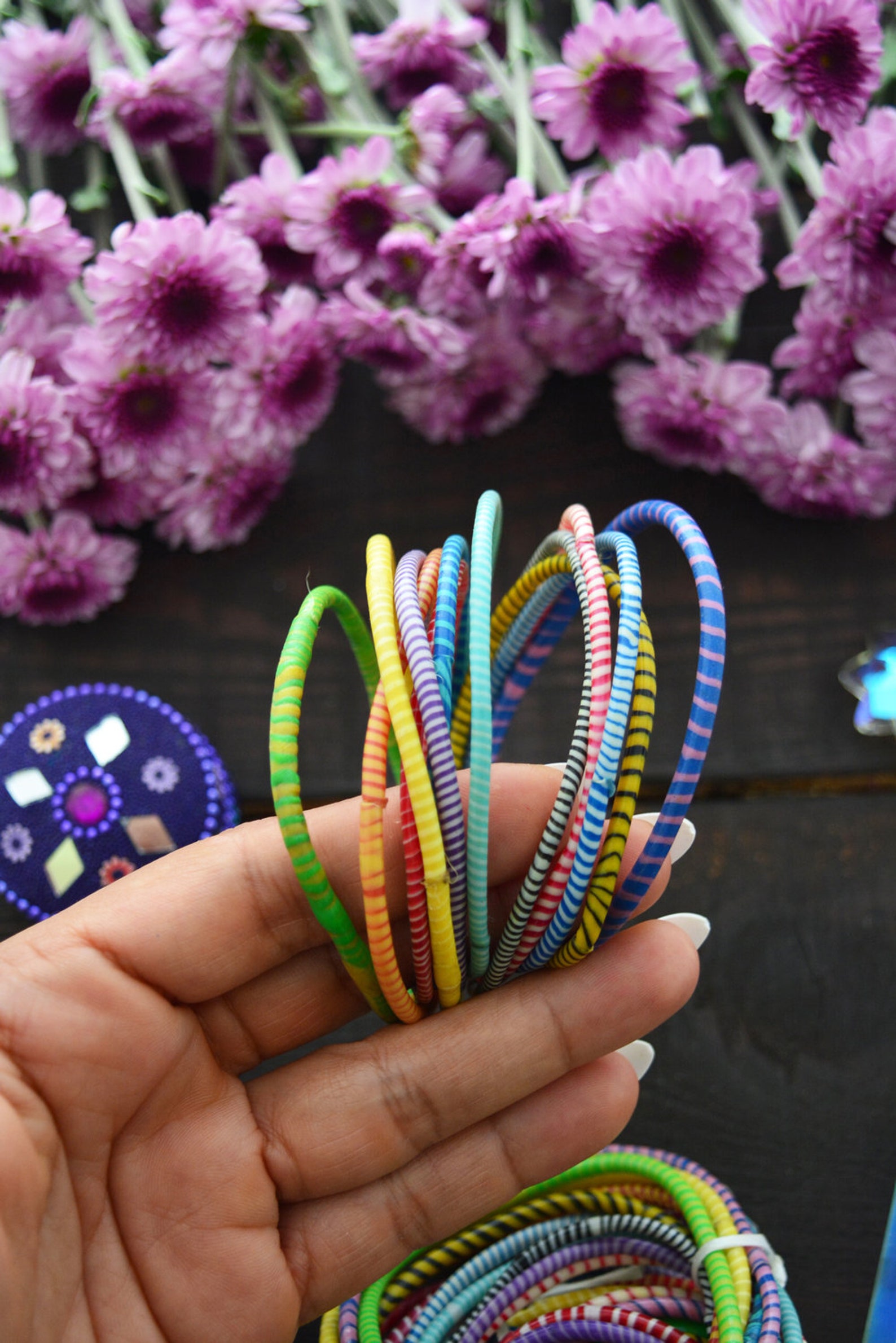 Candy Arm Party Stack: 12 Recycled Flip Flop Bracelets | Etsy