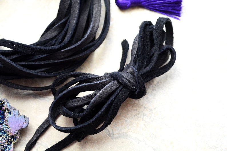 Black, 5mm Deer Suede Leather Lace, 40" Strap (1pc) / Deer Lace, Elk ...