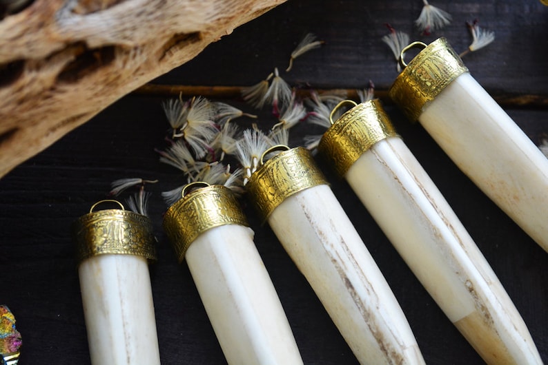 Creamy Ivory: Inlaid Bone Tusk Pendant With Flower Antique - Etsy