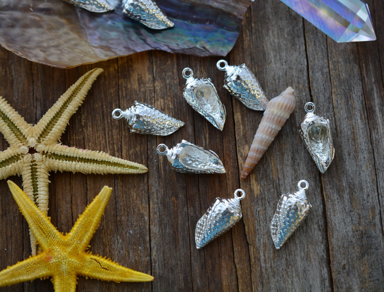 Sterling Silver Conch Shell Charms 11x24mm 2pcs / Nunn - Etsy