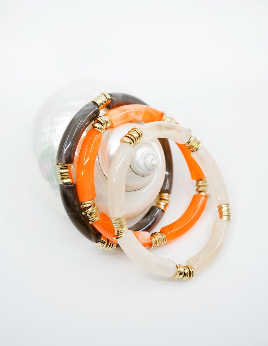 Acrylic Tube Bracelet Set, Lucite Bangle Stack, Set of 3 Neutral ...