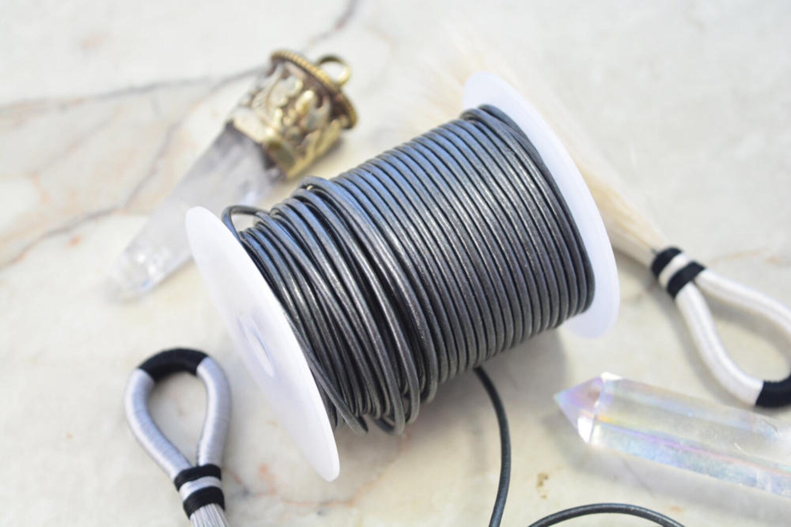 Metallic Graphite Gray: 2mm Round Leather Cord 2 Feet pick - Etsy