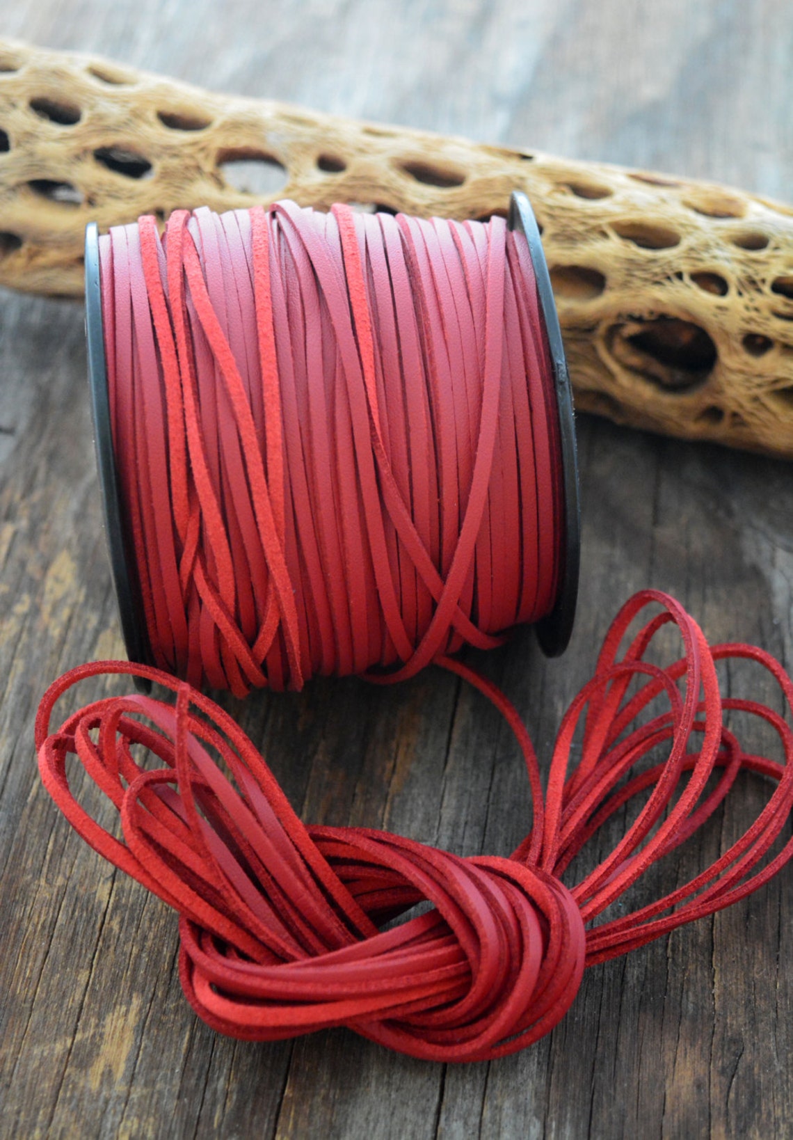 Red Textured Faux Suede Leather Cord, 15 Feet Bundle (5 Yards ...
