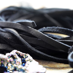 Black, 5mm Deer Suede Leather Lace, 40" Strap (1pc) / Deer Lace, Elk ...