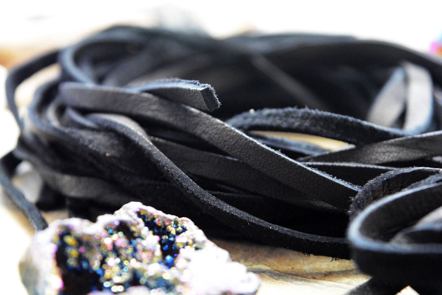 Black, 5mm Deer Suede Leather Lace, 40" Strap (1pc) / Deer Lace, Elk ...