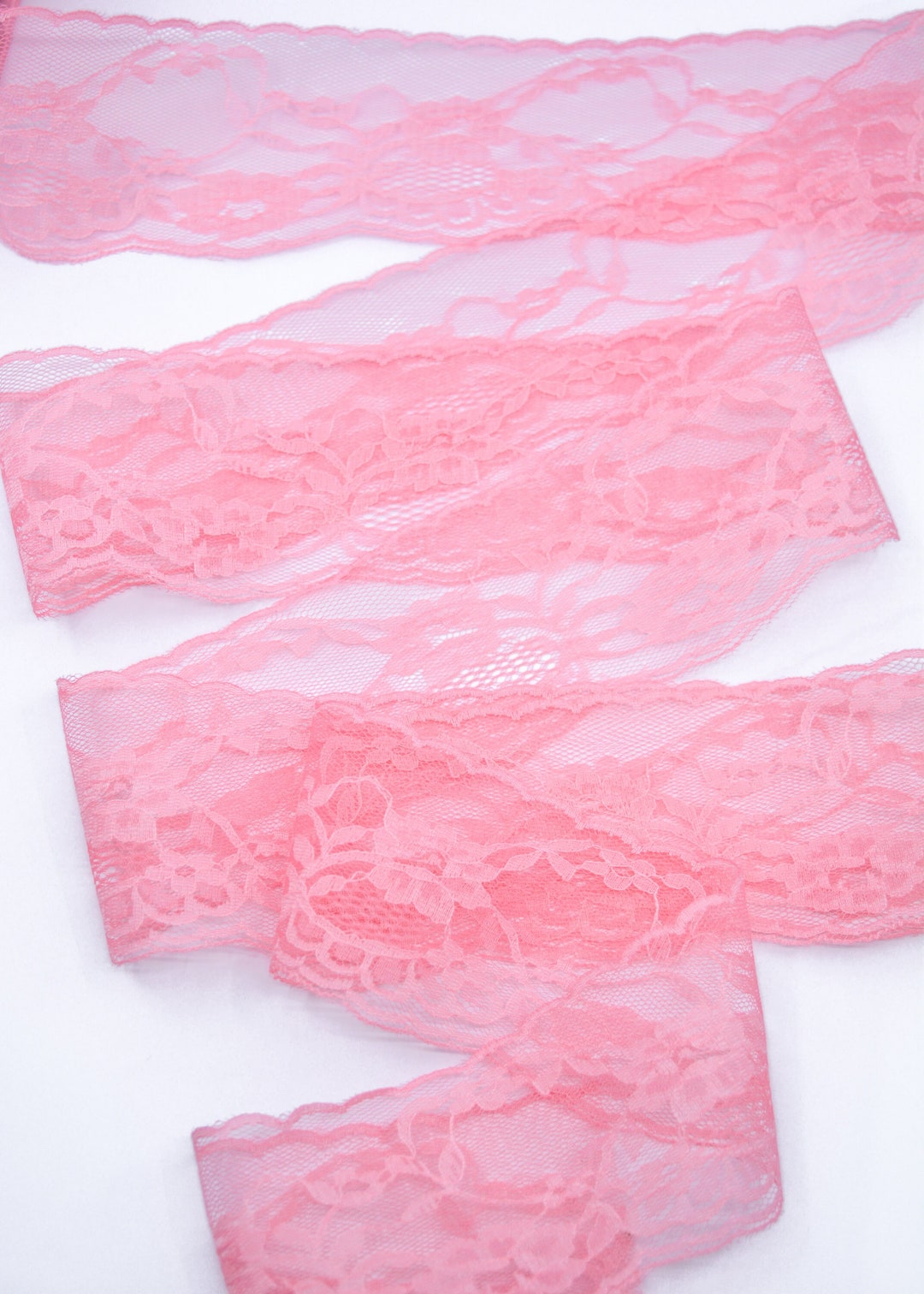 Light Pink: Delicate Flower Lace, 1.5 37mm Wide Flower Trim Ribbon ...