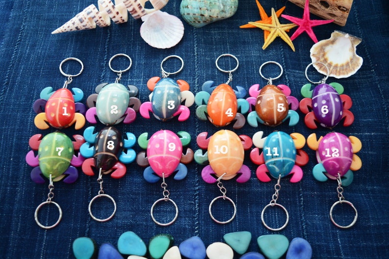 Mister Crab: Natural Tagua Carvings 53x50mm Crab Keychain 1 | Etsy