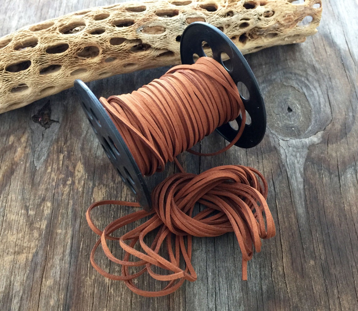 Cinnamon Brown Faux Suede Leather Cord, 15 Feet Bundle (5 Yards ...