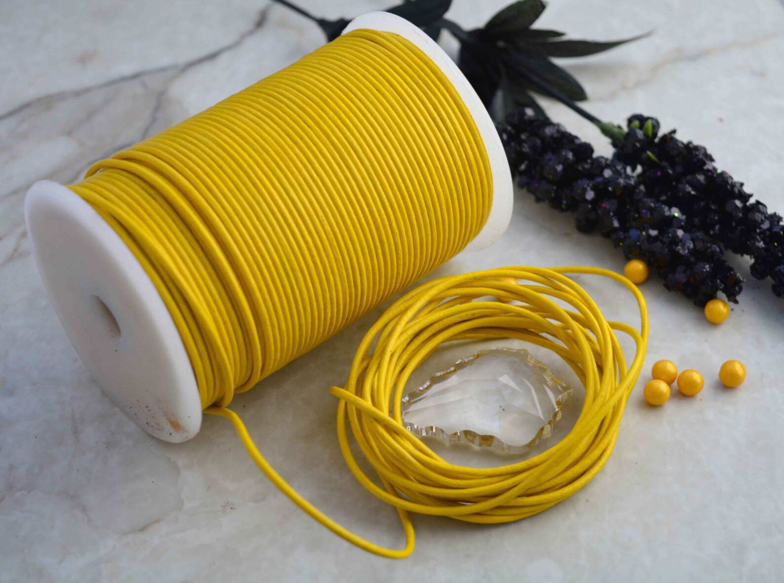 Yellow: 2mm Leather Cord Genuine Round Leather Indian - Etsy