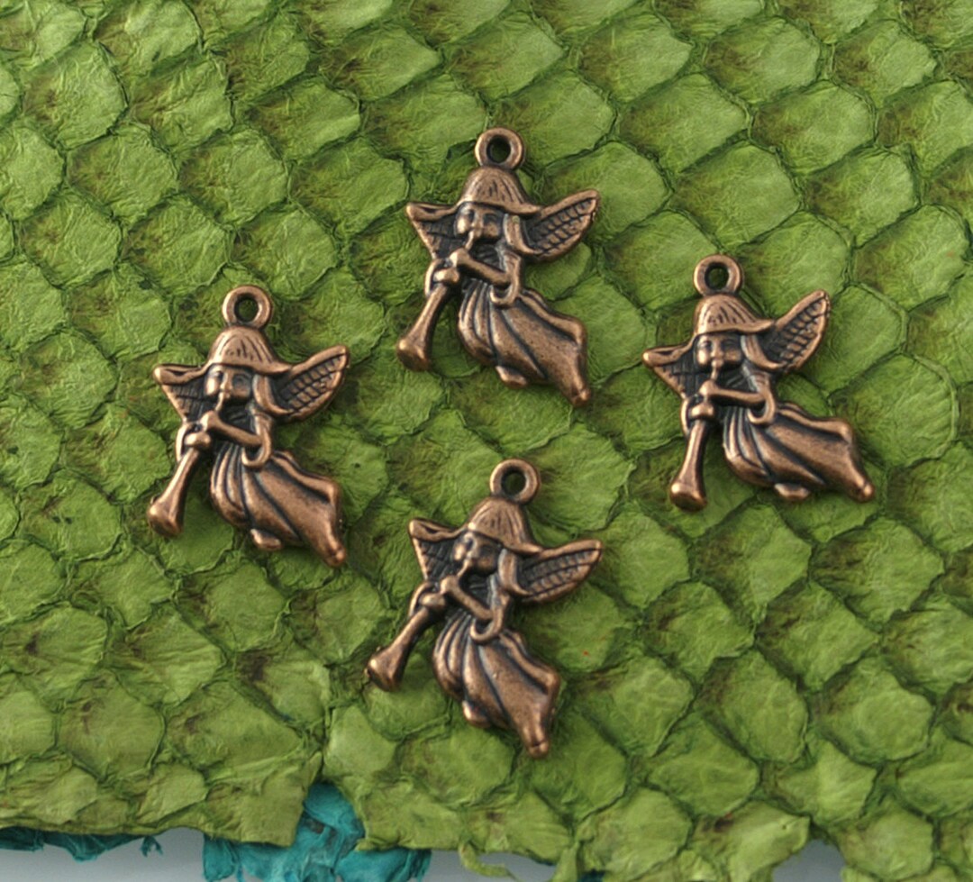 Angels W/ Trumpet in Antique Copper Finish, Lead & Nickel-free Base ...