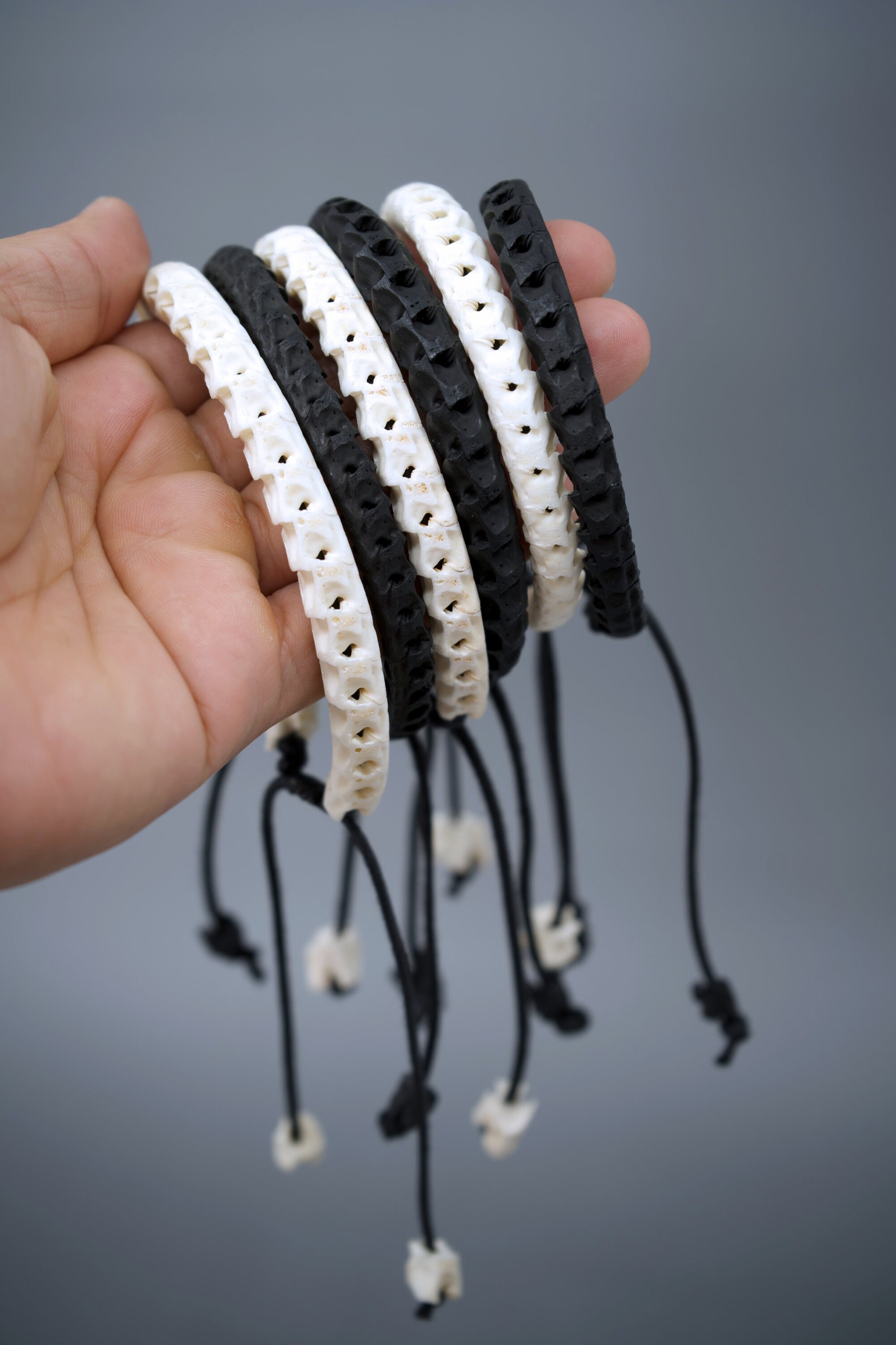 The Nagini Bangle in Black: Real Snake Vertebrae Bracelet, Adjustable ...