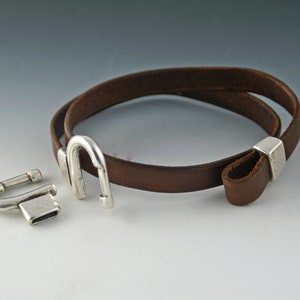 Silver LOOP and SLIDE Leather Clasp / Leather Closure for 10mm Leather ...