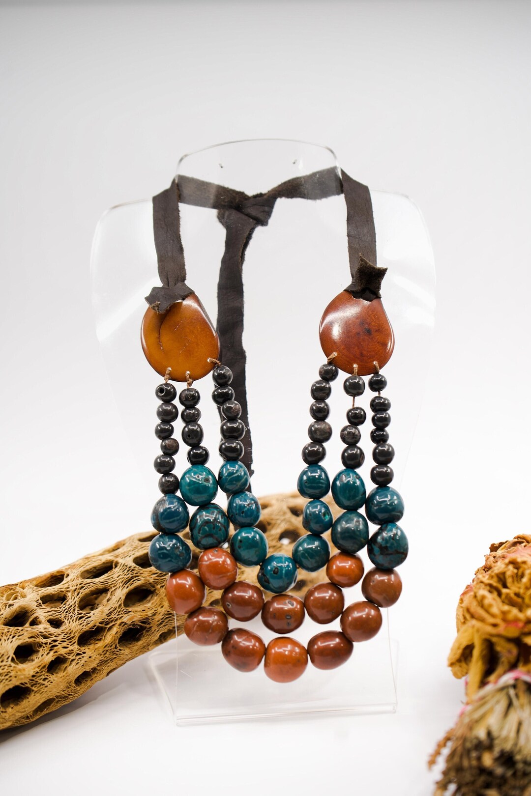 Katie: Handmade Necklace From Acai Beads, Tagua Slices, and Bombona ...