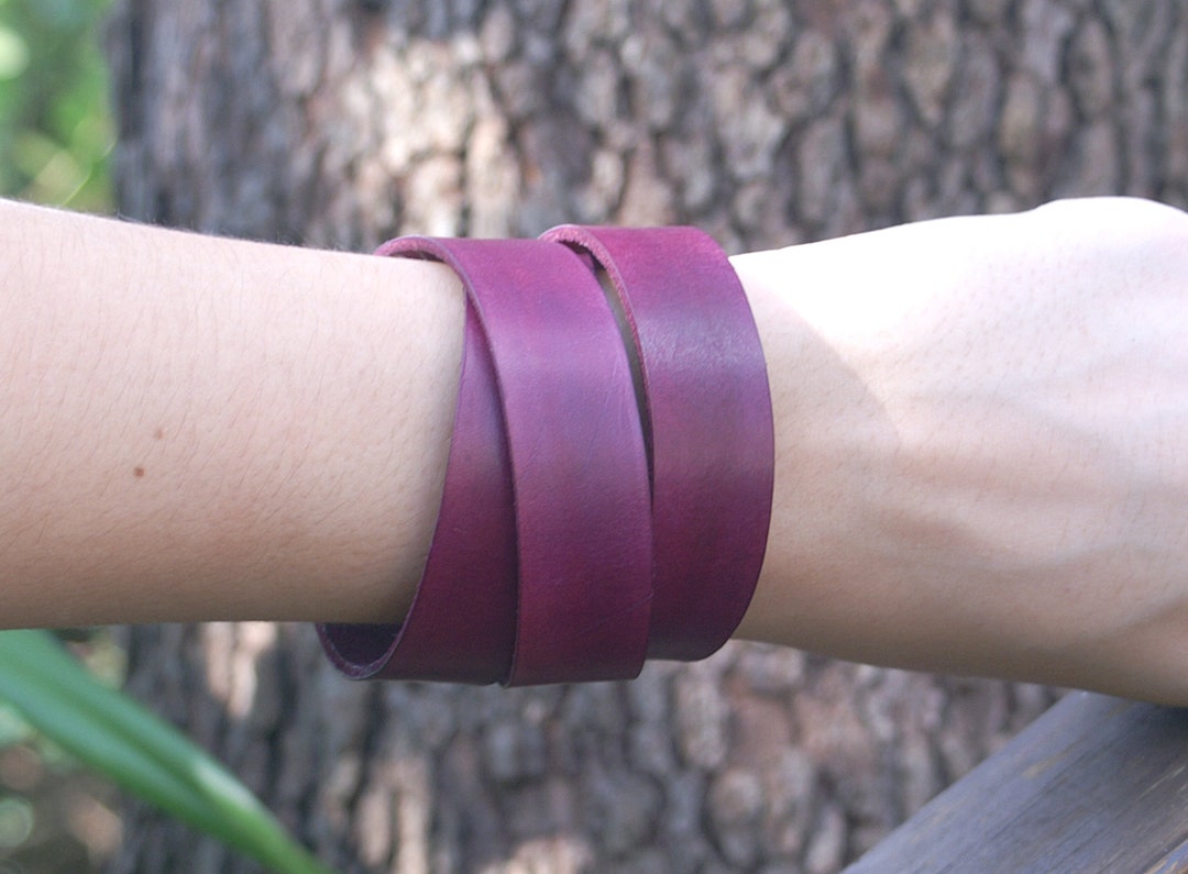 Purple Berry Leather Strap, 20mm Wide, Eco Friendly Leather Made in the ...