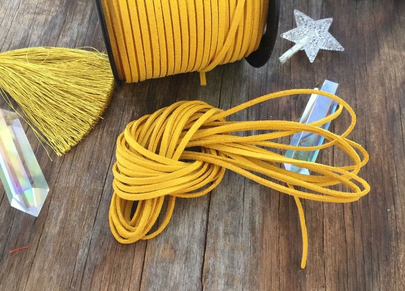 Blazing Yellow Faux Suede Leather Cord, 15 Feet Bundle (5 Yards ...