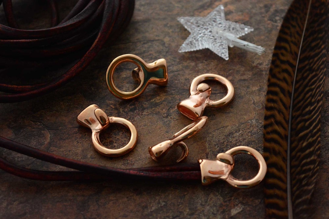 Bright Copper: Hook and Loop Clasp, Hook Leather Clasp, 24x10mm, 1 ...