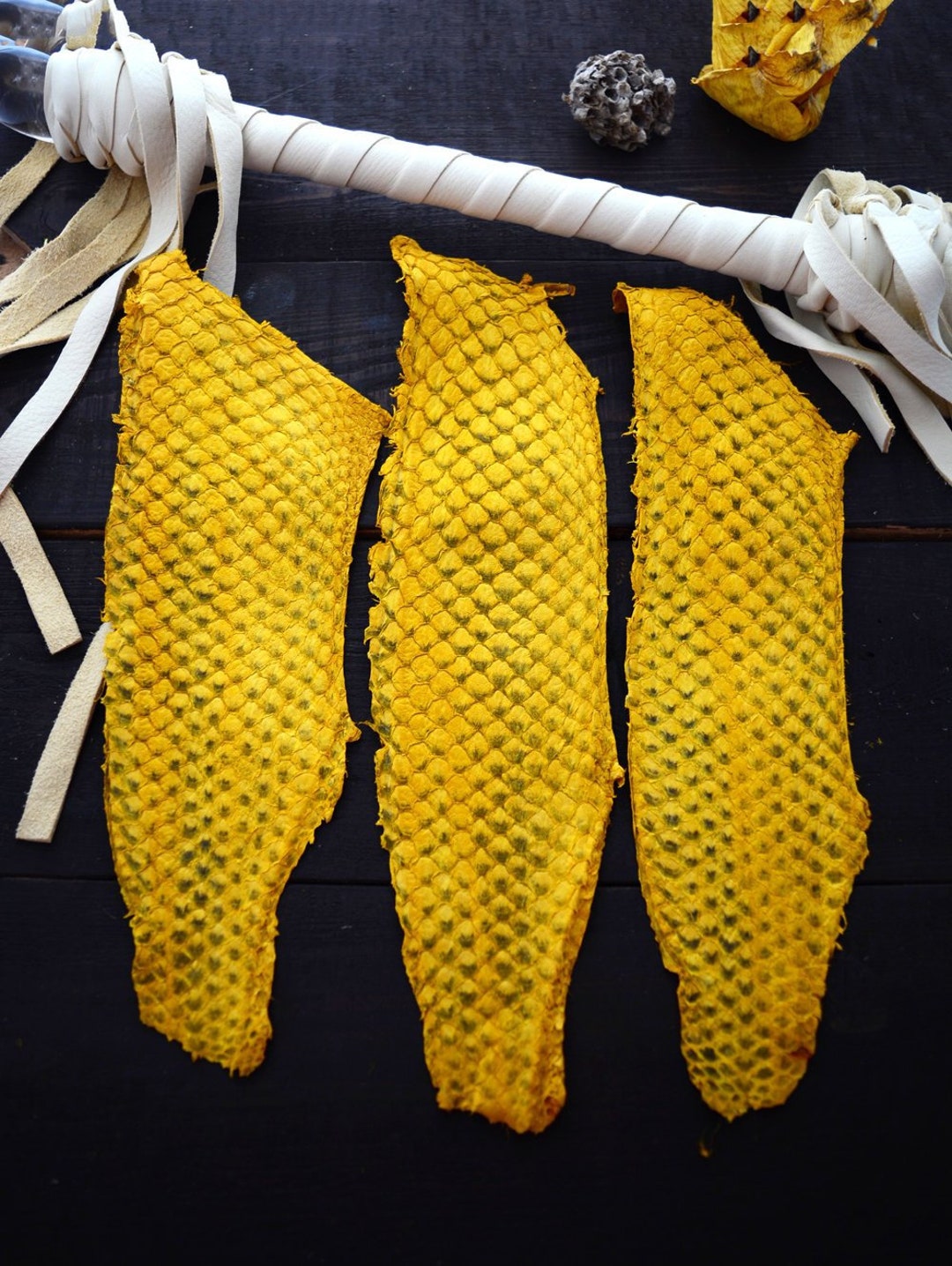 Yellow: Tilapia Fish Leather Skin, Suede Finish, 1 Piece / Fish Skin ...