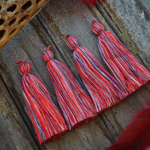 Red, Black & White, 4" Super Luxe Large Cotton Tassel With Braided Loop ...