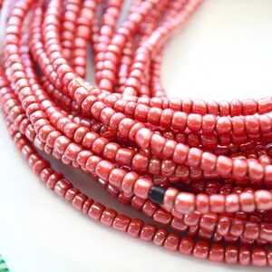 Shiny Guava Pink: Goomba Beads, Ghana Rondelle Tube Glass Beads, 4x3mm ...