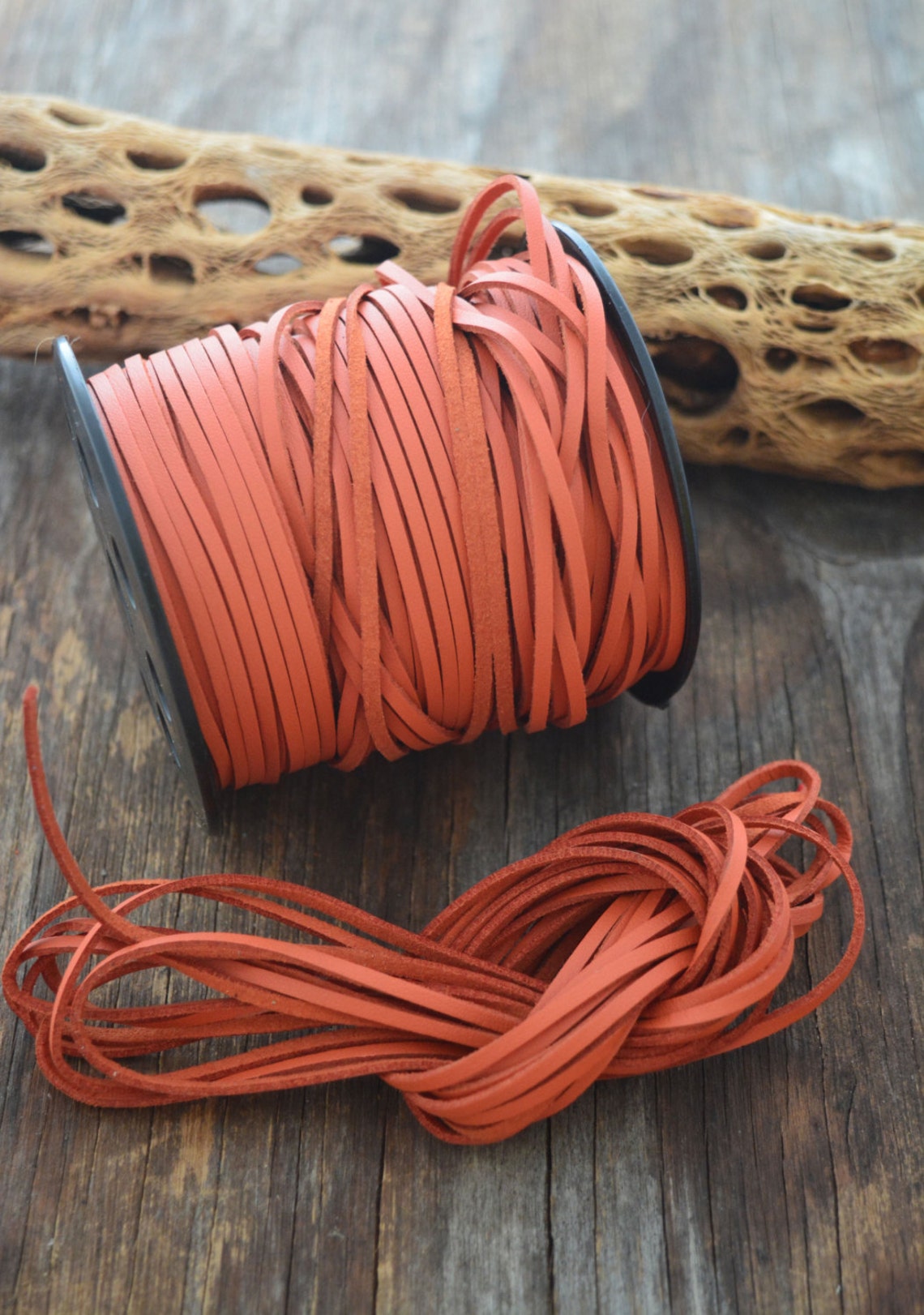 Rust Orange Textured Faux Suede Leather Cord, 15 Feet Bundle (5 Yards ...