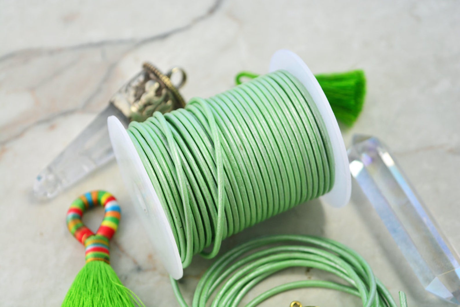 Metallic Light Green: 2mm Round Leather Cord 2 Feet pick - Etsy