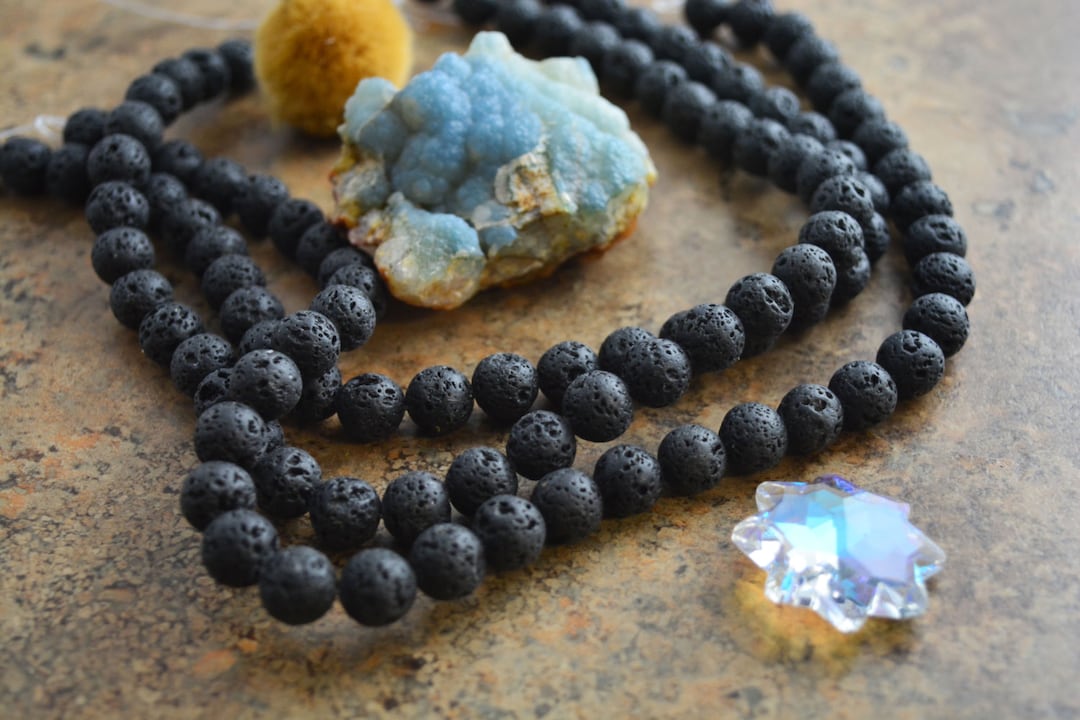 10mm Natural Black Lava Rock Beads, 16