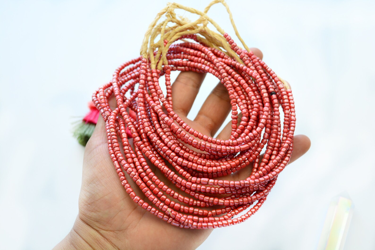 Shiny Guava Pink: Goomba Beads Ghana Rondelle Tube Glass - Etsy
