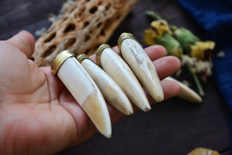 Creamy Ivory: Inlaid Bone Tusk Pendant With Flower Antique | Etsy
