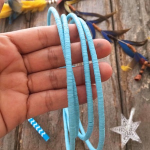 4mm Baby Blue African Vinyl Record Beads, Vinyl Discs, 34" Strand ...