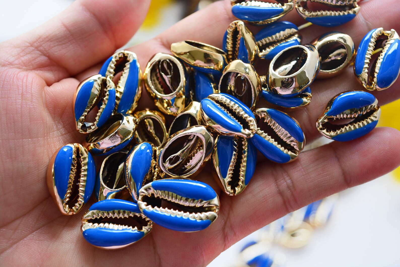 Royal Blue Enamel Cowrie: Gold Plated Enamel Cowry Shells One | Etsy