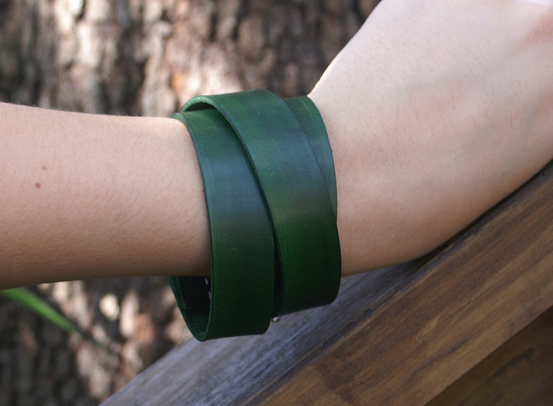 Dark Green Leather Strap 20mm Wide Eco Friendly Leather Made - Etsy