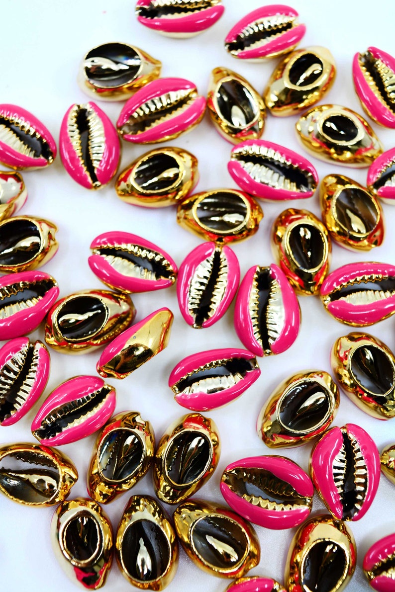 Multi Color Enamel Cowrie Shells 10x16.5mm Gold Plated 10 - Etsy Norway
