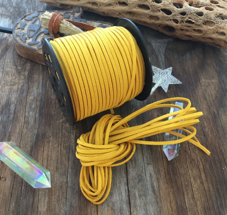 Blazing Yellow Faux Suede Leather Cord, 15 Feet Bundle (5 Yards ...