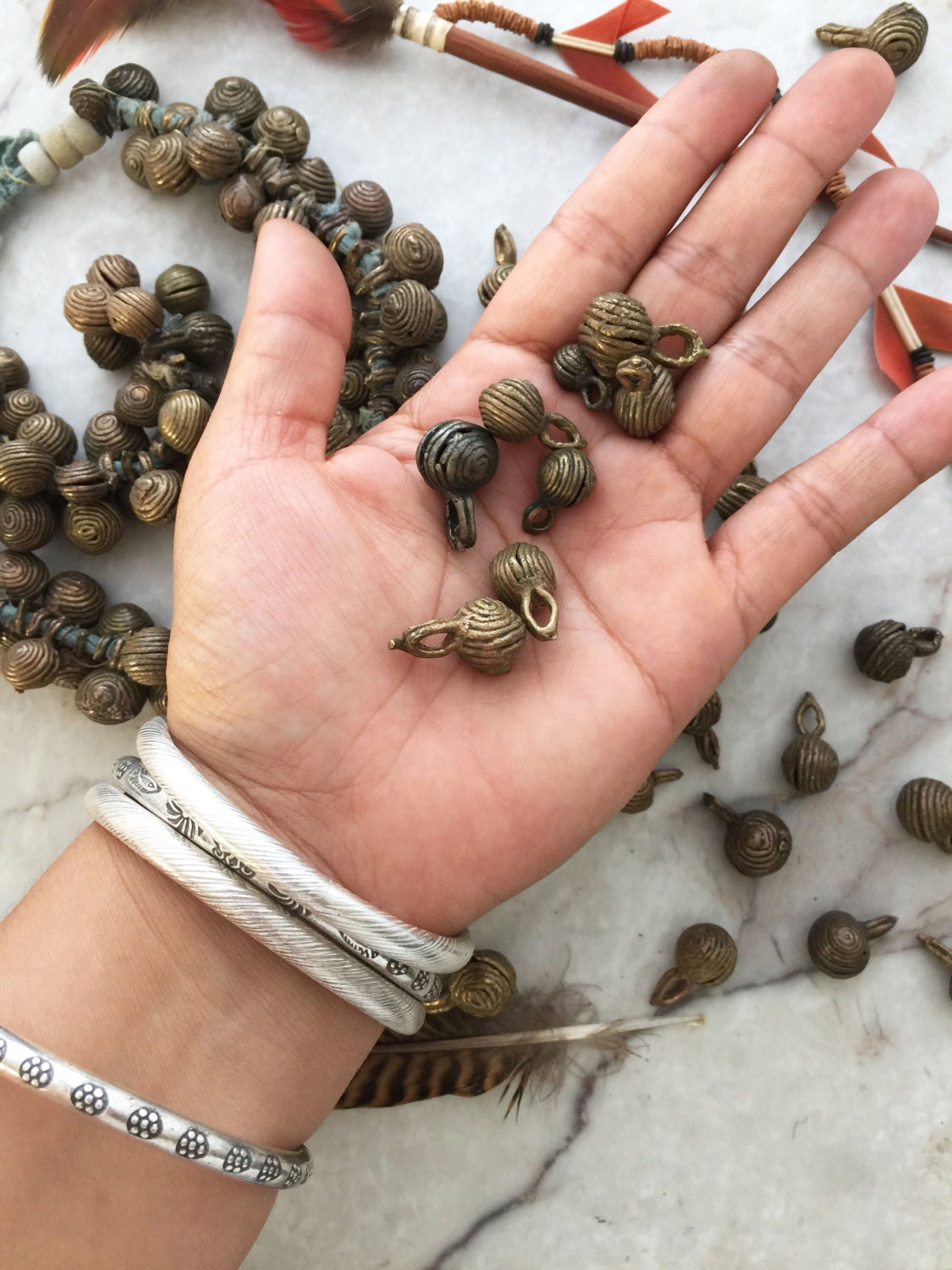 African Brass Jingle Bell Beads 10 Beads Lost Wax Cast - Etsy