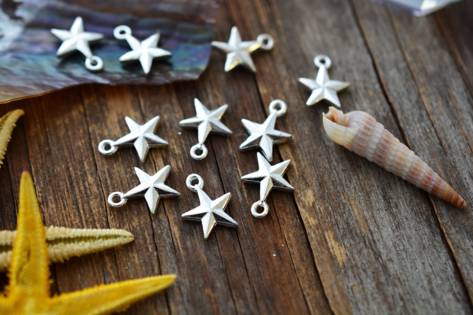 Sterling Silver Mini Star Charms, 11x14mm, 2pcs / Nunn Designs, Star ...