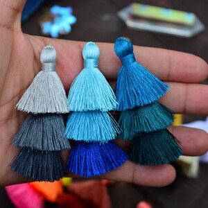 Tiered Tassels: 2 Tassels X 3 Layers Multi Color Silky Luxe Jewelry ...