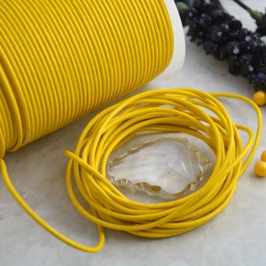 Yellow: 2mm Leather Cord, Genuine Round Leather, Indian Leather, Supple ...