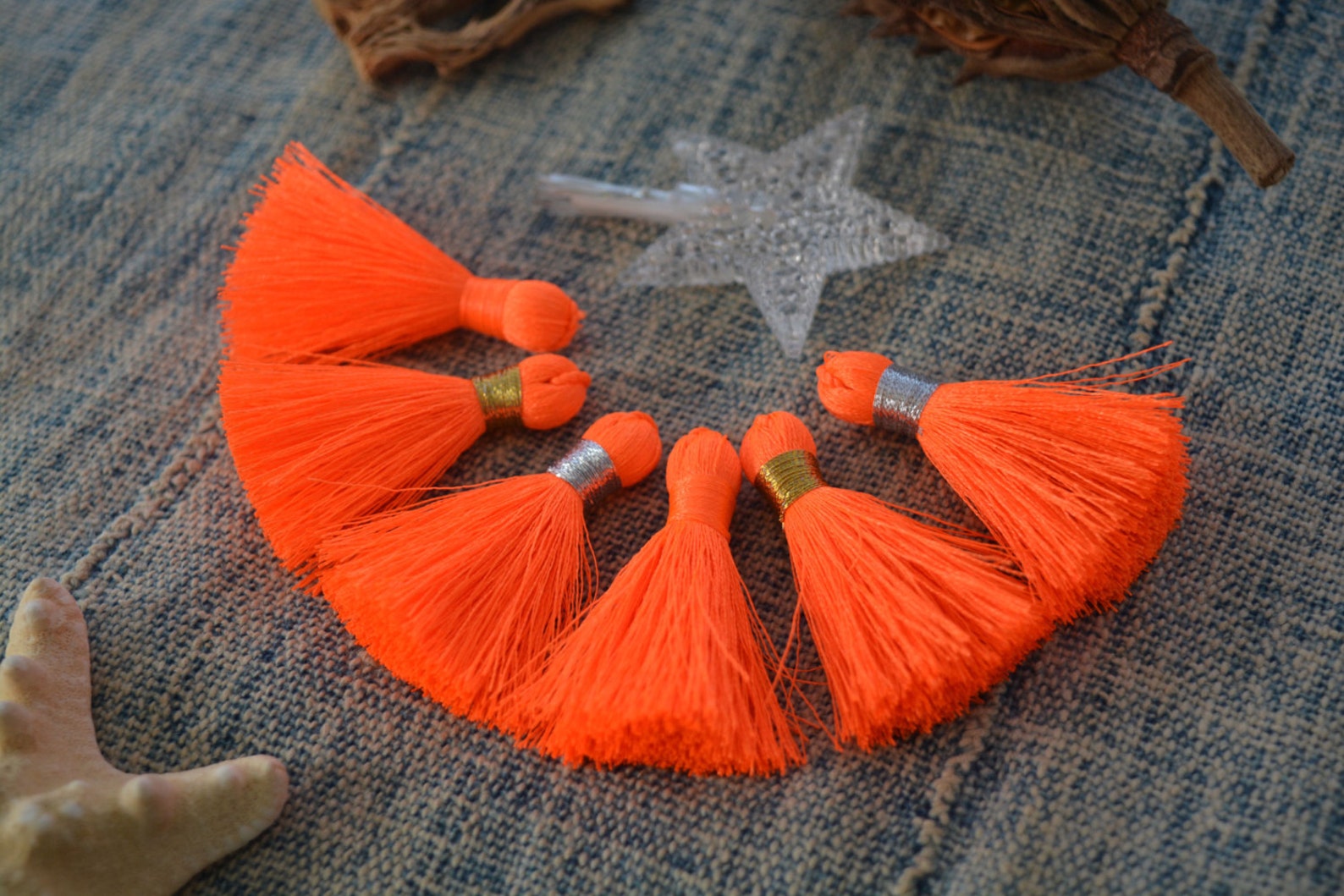 Neon Orange: 1.75 Small Silk Luxe Tassels 2pcs - Etsy