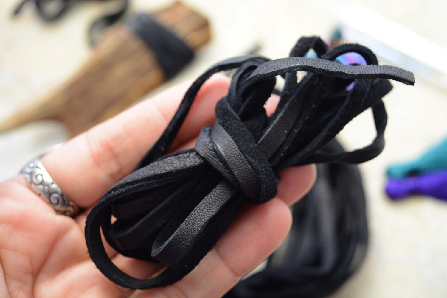 Black, 5mm Deer Suede Leather Lace, 40" Strap (1pc) / Deer Lace, Elk ...