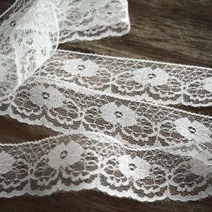Pure White Flower Lace / Delicate Ribbon, Trim, 1.5" Wide (37mm), 1 ...