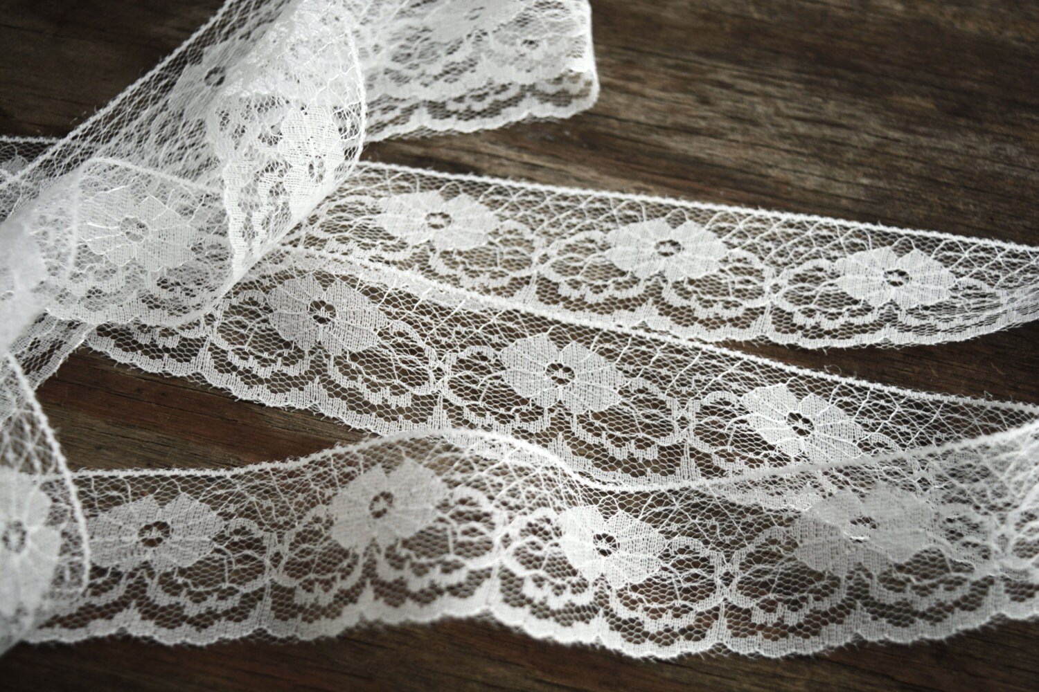Pure White Flower Lace / Delicate Ribbon, Trim, 1.5" Wide (37mm), 1 ...