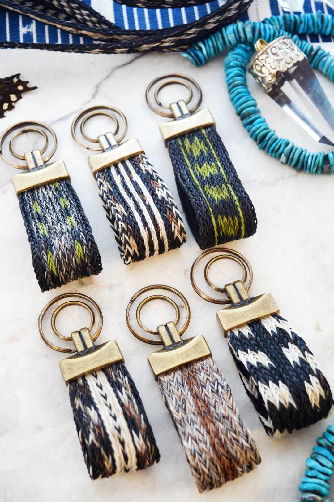 Horse Hair Keychains, Natural Horsehair Key Ring With Brass Hardware, 4 ...