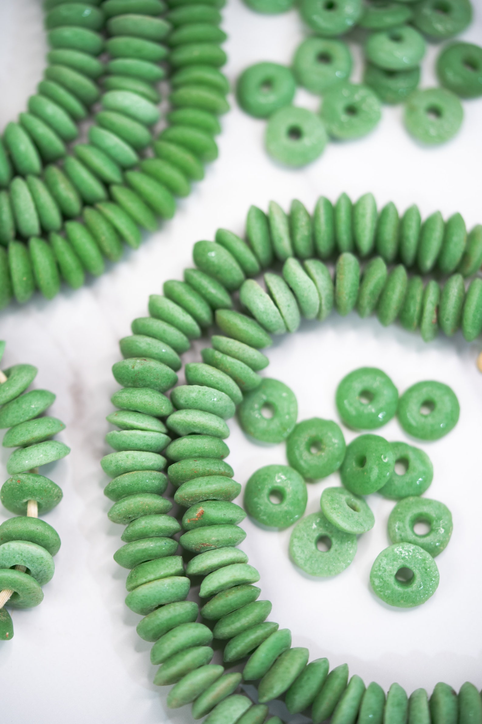 Apple Green: Ashanti Glass Beads, 14x5mm, Ashanti Krobo Glass Beads ...