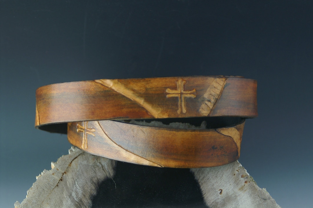 Cross Distressed Brown Leather Strap, 20mm Wide, Eco Friendly Leather ...