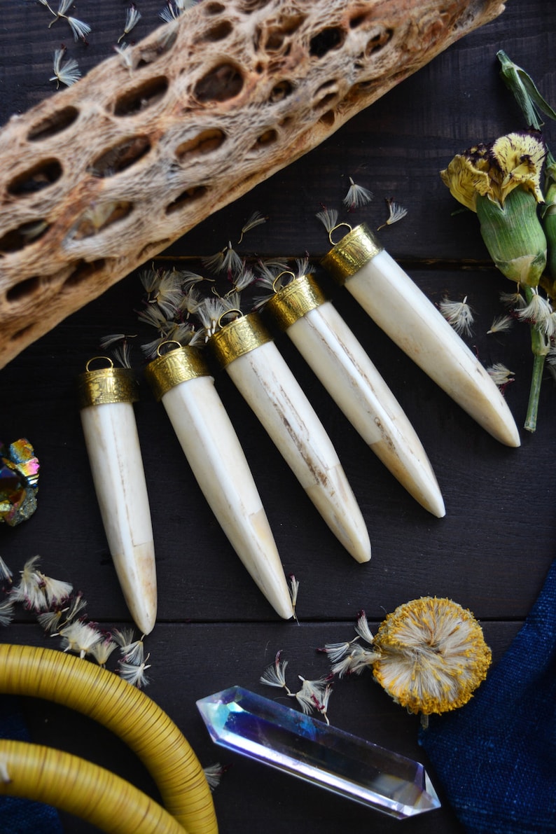 Creamy Ivory: Inlaid Bone Tusk Pendant With Flower Antique - Etsy