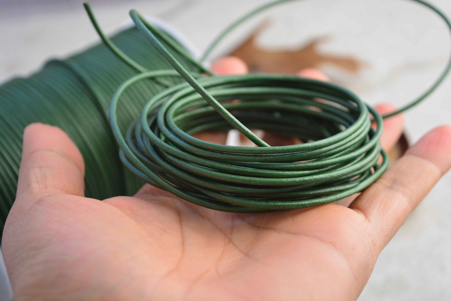 Dark Emerald Green: 2mm Leather Cord Genuine Round Leather | Etsy
