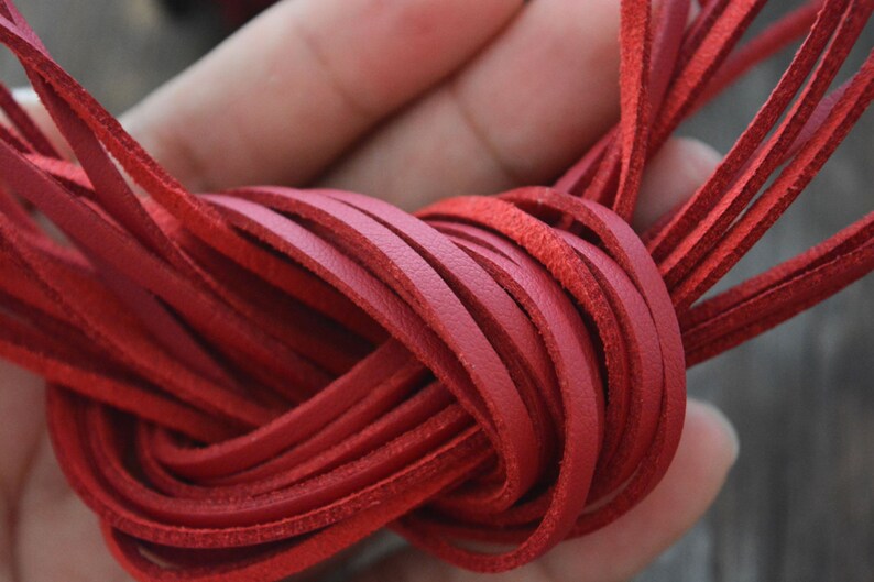Red Textured Faux Suede Leather Cord, 15 Feet Bundle (5 Yards ...